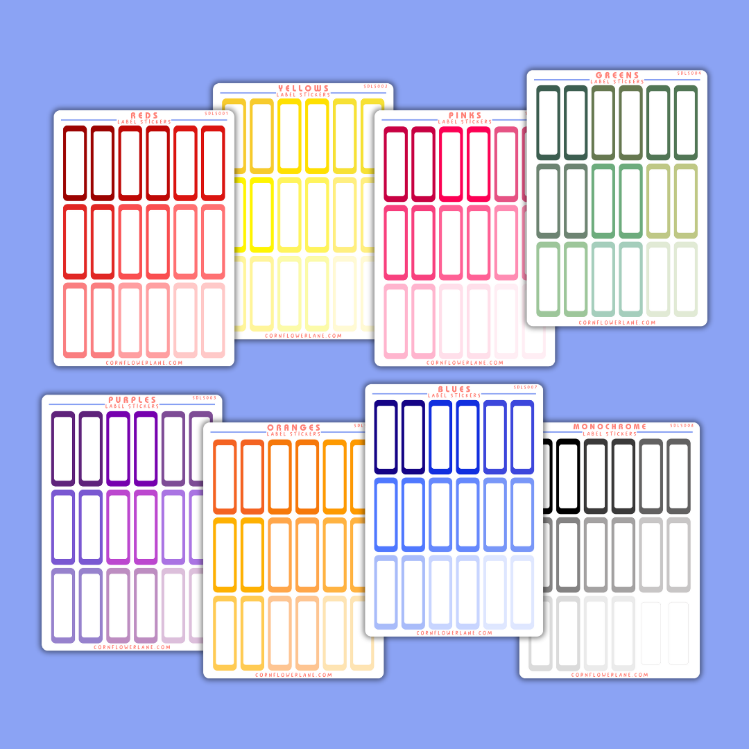 Rainbow Shades Label Sticker Sheet – Cornflower Lane